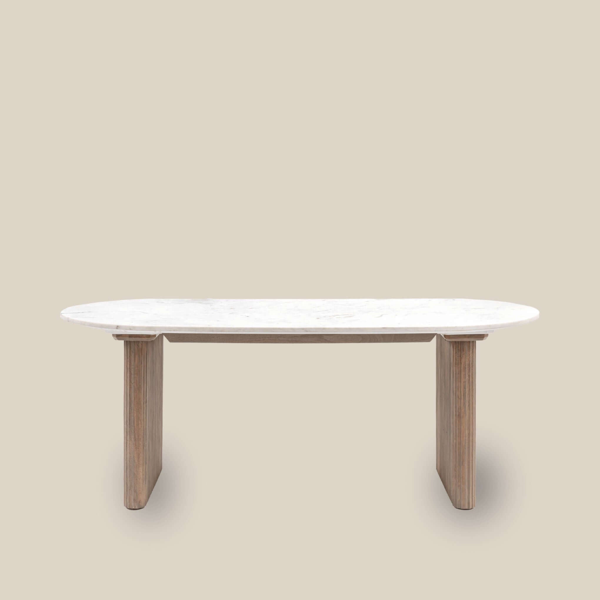 Finlay White Marble Oval Dining Table - Escapology Home