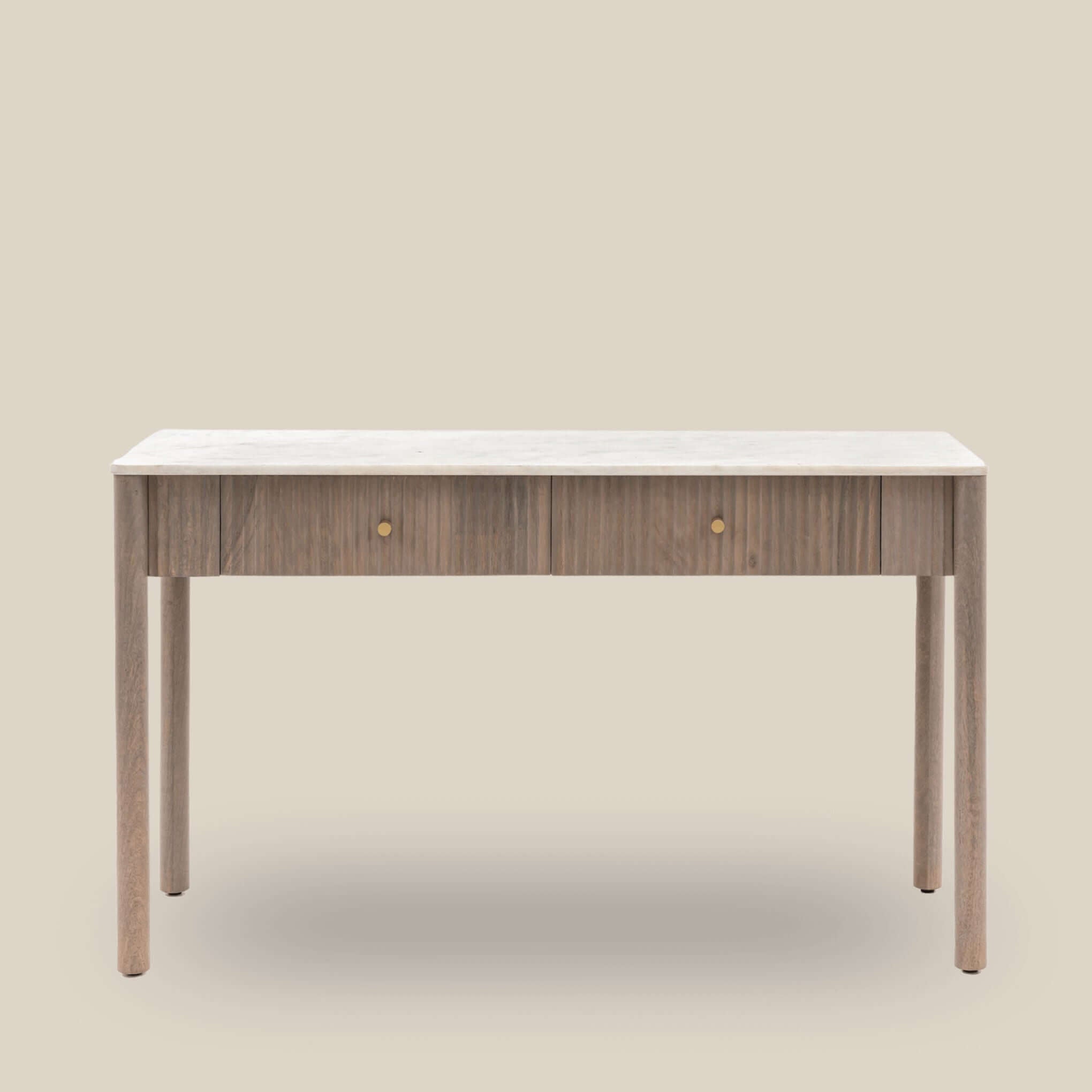 Finlay White Marble Console Table With Drawers - Escapology Home